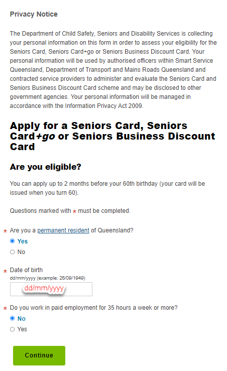 Applying for a Qld Seniors Card