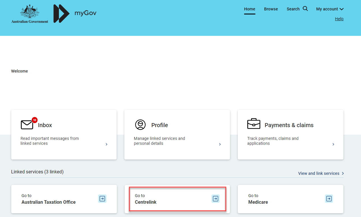 Linking Centrelink to myGov