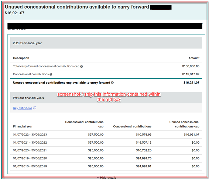 ATO - Obtaining your Carry Forward Concessional Contribution and Total ...